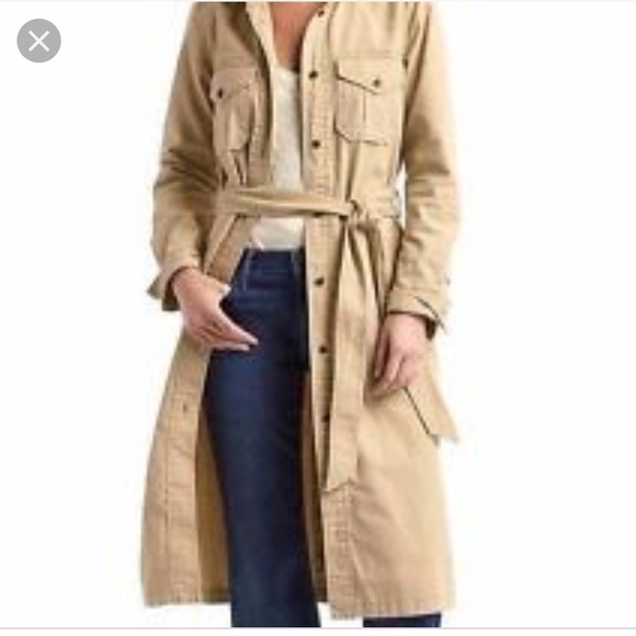 GAP | Jackets & Coats | Gap Camel Cotton Canvas Belted Utility Coat ...